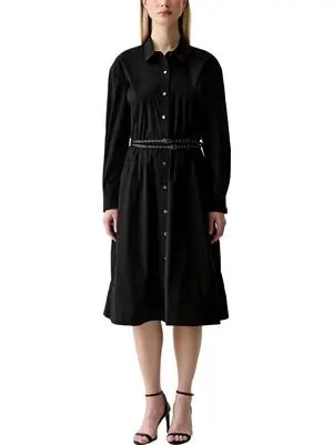 Dkny Button-down Midi Dress - Black