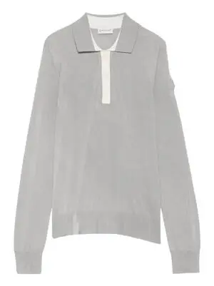 Moncler Long Sleeve Polo Top - Grey