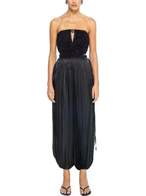 NISSA Crystal-embellished Tulle Crop Top - Black