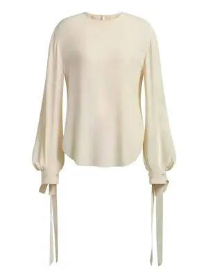 Alberta Ferretti Tie-cuff Long Puff Sleeve Blouse - Neutrals