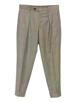 BERWICH Pleated Check Trousers - Brown