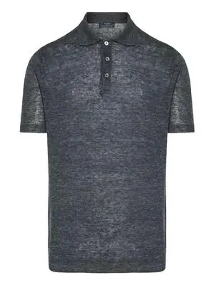 BARBA NAPOLI Short-sleeve Knit Polo Shirt - Grey