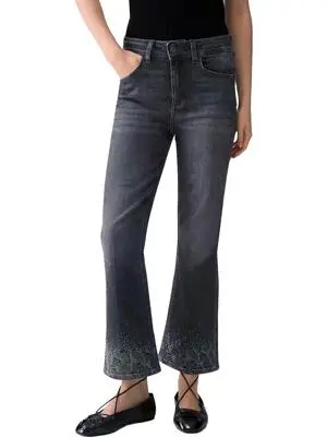 Liu Jo Bootcut Jeans With Rhinestone Embellishments - Grey