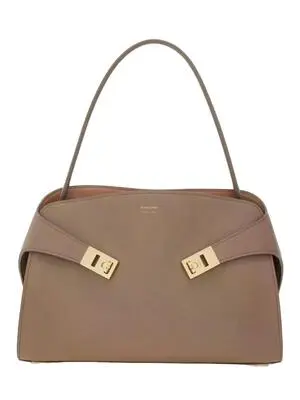 FERRAGAMO Medium Hug Soft Gancini-buckle Handbag - Neutrals
