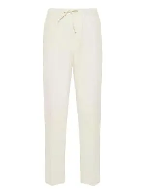 Canali Drawstring Waistband Straight-leg Trousers - White