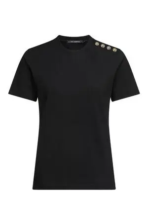 Karl Lagerfeld Button Detail Crewneck T-shirt - Black