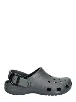 CROCS Perforated Buckle-strap Mules - Grey