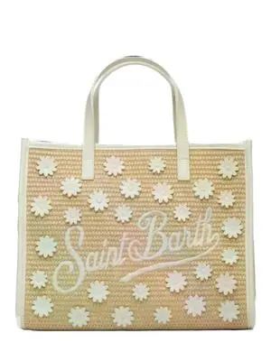 MC2 SAINT BARTH Vivian Floral Appliqué Shoulder Bag - Neutrals