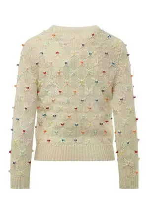 MARANT ETOILE Priyanka Bead-embellished Open-knit Sweater - Neutrals