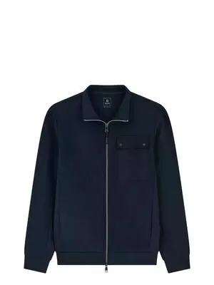 Boggi Milano Full-zip Sweatshirt In Cotton Blend Scuba B Tech - Blue