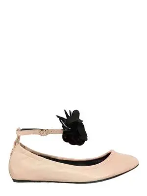 LANVIN Lanvin Flower-Embellished Ankle-Strap Ballet Flats