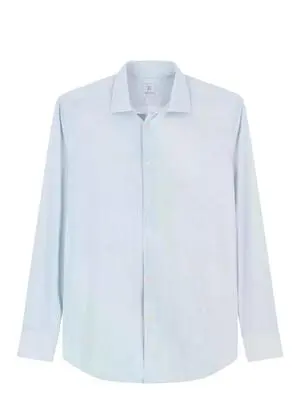 Boggi Milano Shirt Micro Patterned Nylon Stretch Slim Fit B Tech - Blue