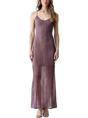Guess Rhinestone Embellished V-neck Maxi Dress - Purple