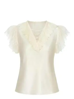 Ulla Johnson Ruffled Silk Blouse - Neutrals