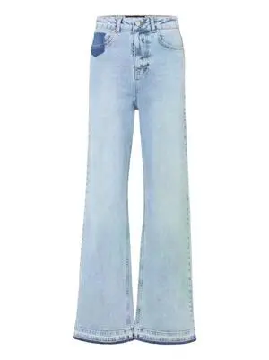 Iceberg Patch Detail Wide-leg Jeans - Blue