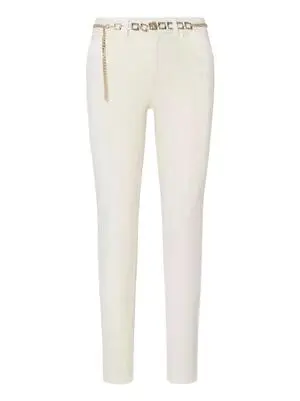 Liu Jo Skinny Trousers With Embellished Belt - Neutrals
