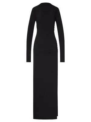 Andamane Astra Ruched Long-sleeve Dress - Black