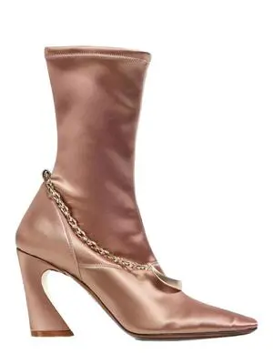 Zimmermann Chain-embellished High Block Heel Boots - Pink