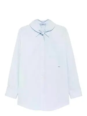 Prada Prada Cotton Twist-Detail Logo-Patch Shirt Blue