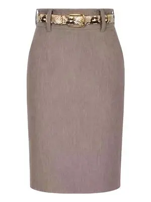 Elie Saab Belt-loop Midi Skirt - Brown