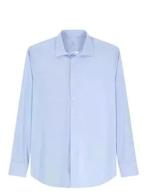 Boggi Milano Shirt Slim-fit Stretch-nylon Herringbone B Tech - Blue