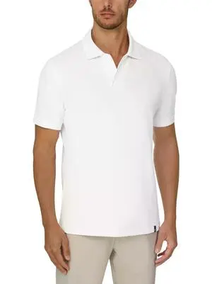 Boggi Milano Polo In Stretch Cotton Blend Piqué Cool Jade-fresh - White