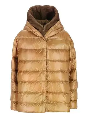 Herno Quilted Hooded Jacket With Faux-fur Trim - Neutrals
