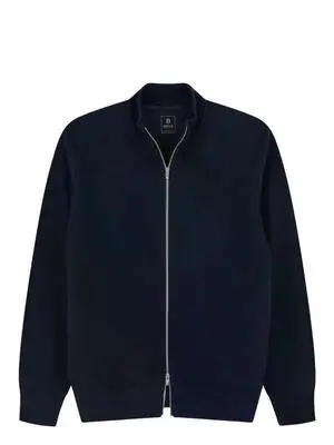 Boggi Milano Full-zip Jumper In Merino Wool Blend Wooltech - Blue
