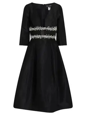 Oscar De La Renta Crystal-embellished Silk-taffeta Midi Dress - Black