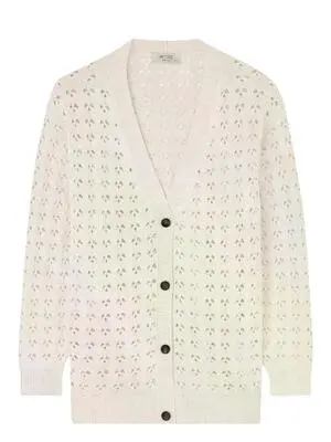 RETORI Openwork-stitch V-neck Cotton Cardigan - Neutrals