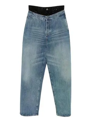 ATTICO The Attico Rhinestone Embellished Layered Waistband Jeans