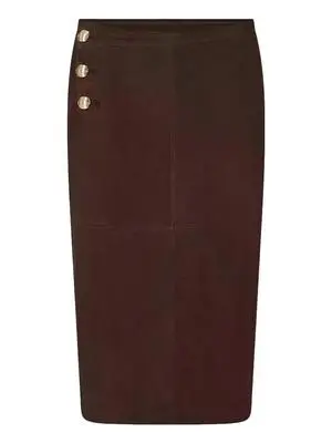 Liu Jo Suede Midi Skirt With Button Detail - Brown