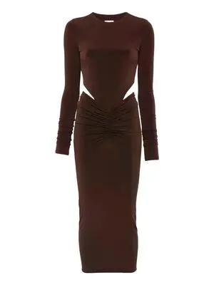 Andamane Heloise Cut-out Ruched Midi Dress - Brown