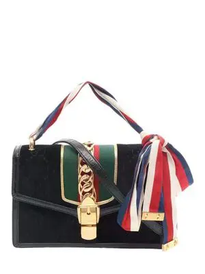 Gucci Sylvie Gg Pattern Tote Bag - Black