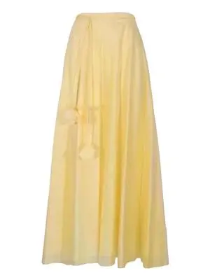 HANITA Floral Appliqué Chiffon Maxi Skirt - Yellow