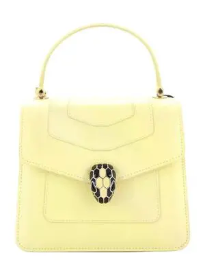 BVLGARI Serpenti Forever Top Handle Bag Leather Small Satchel - Yellow