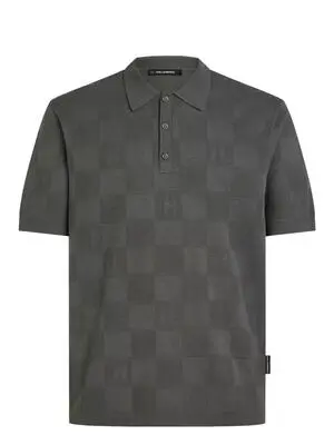 Karl Lagerfeld Monogram Checked Polo Shirt - Grey
