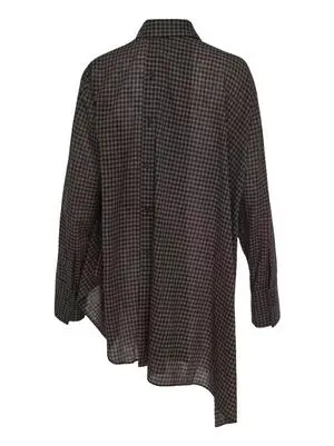 Yohji Yamamoto Check Asymmetric Draped Shirt - Brown