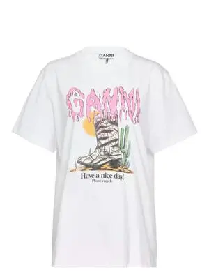GANNI Graphic Print T-shirt - White