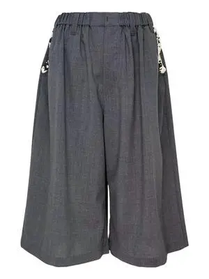 RENLI SU Embroidered Trim Wide-leg Trousers - Grey