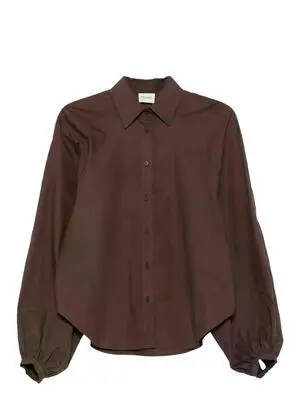 Closed Balloon Sleeve Shirt - Brown