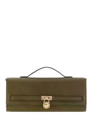 Michael Kors Medium Hamilton Moderne Leather Clutch Bag - Green