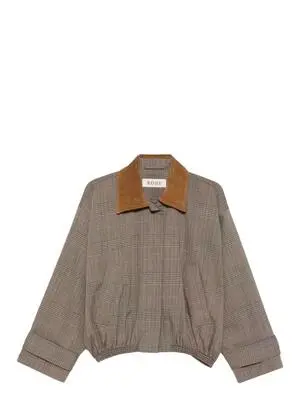 RÓHE Suede Collar Checked Jacket - Brown