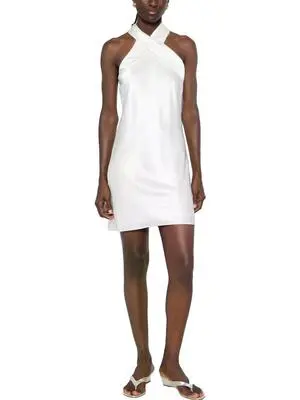 Galvan Satin Halterneck Mini Dress - White