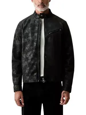 Guess Zip-up Jacket With Faded Effect And Band Collar - Black