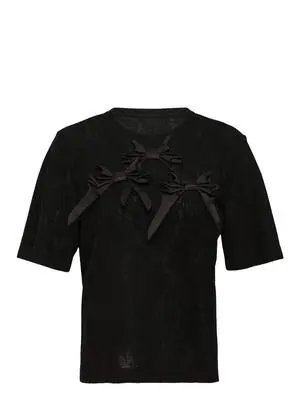RENLI SU Renli Su Lace Pattern Bow Detail T-Shirt