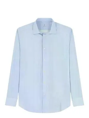 Boggi Milano Shirt Striped Stretch Nylon B Tech Slim Fit - Blue