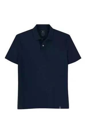 Boggi Milano Polo In Stretch Cotton Blend Piqué Cool Jade-fresh - Blue