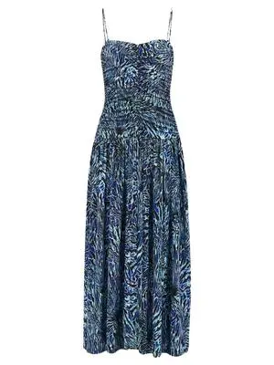 Ulla Johnson Arda Ruched Jersey Dress - Blue