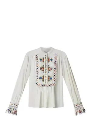 MARANT ETOILE Monique Embroidered Broderie Anglaise Blouse - White
